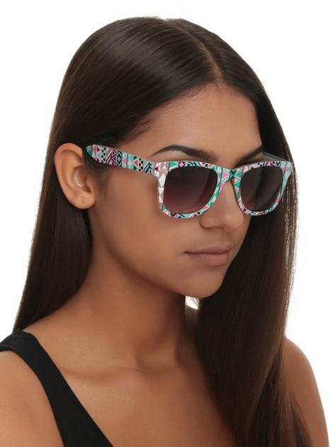 Geometric Print Retro Sunglasses Hot Topic
