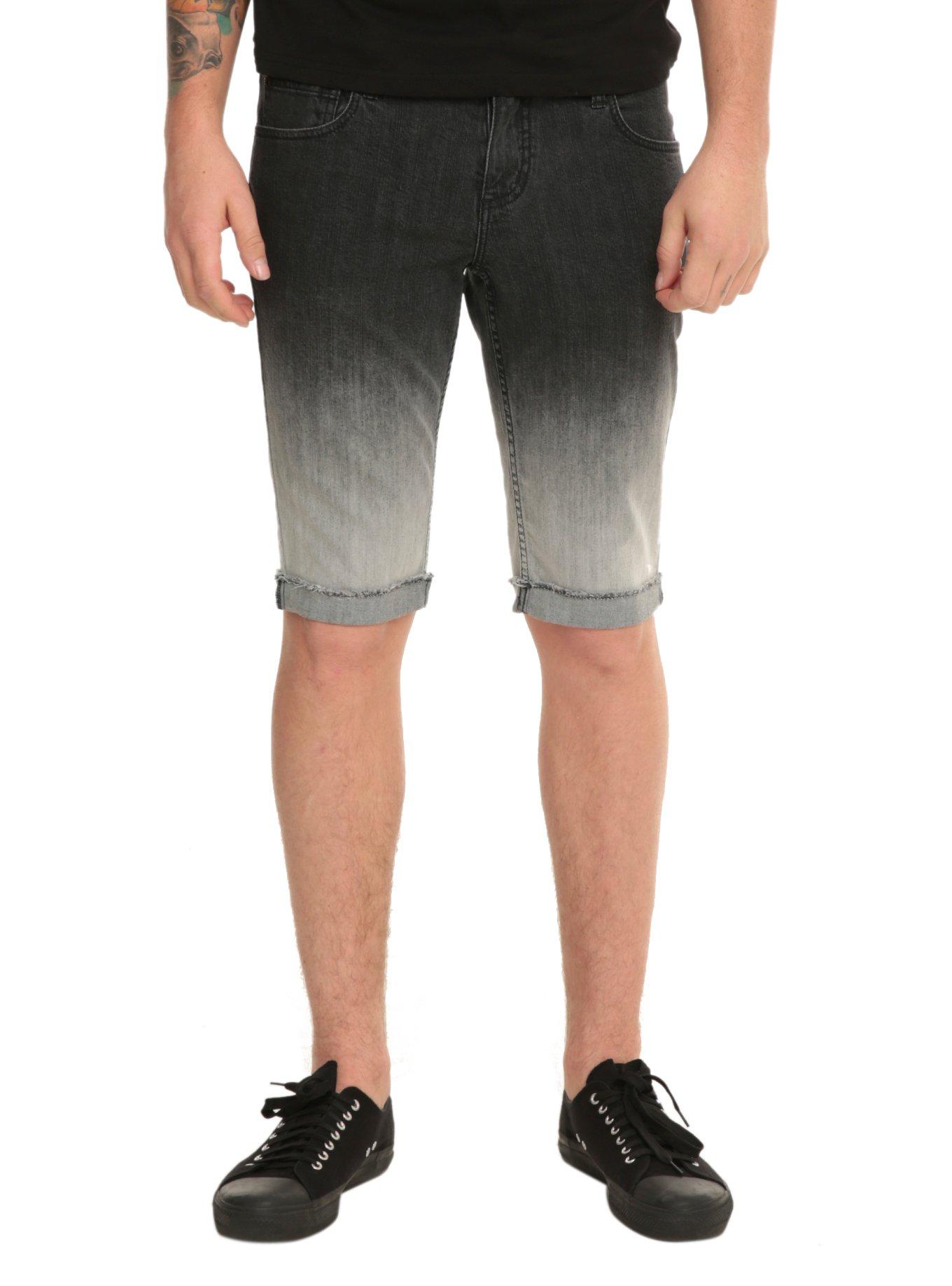 RUDE Black Grey Ombre Skinny Shorts | Hot Topic