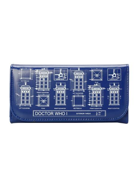 Doctor Who TARDIS Schematic Flap Wallet | Hot Topic