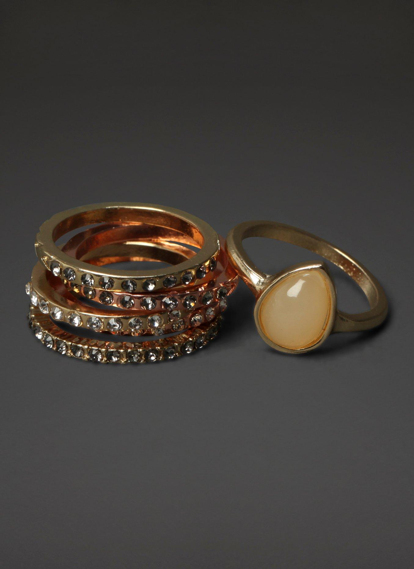 Two-Tone Gemstone Ring Set | Hot Topic