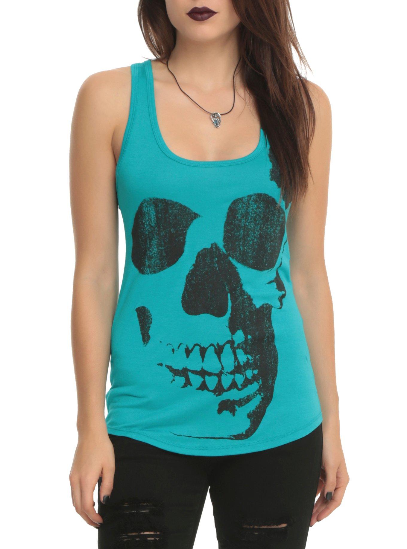 Turquoise Skull Girls Tank Top Hot Topic