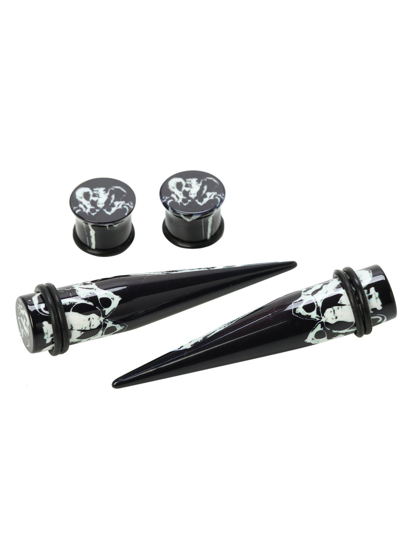 Acrylic Black & White Bone Taper & Plug 4 Pack | Hot Topic