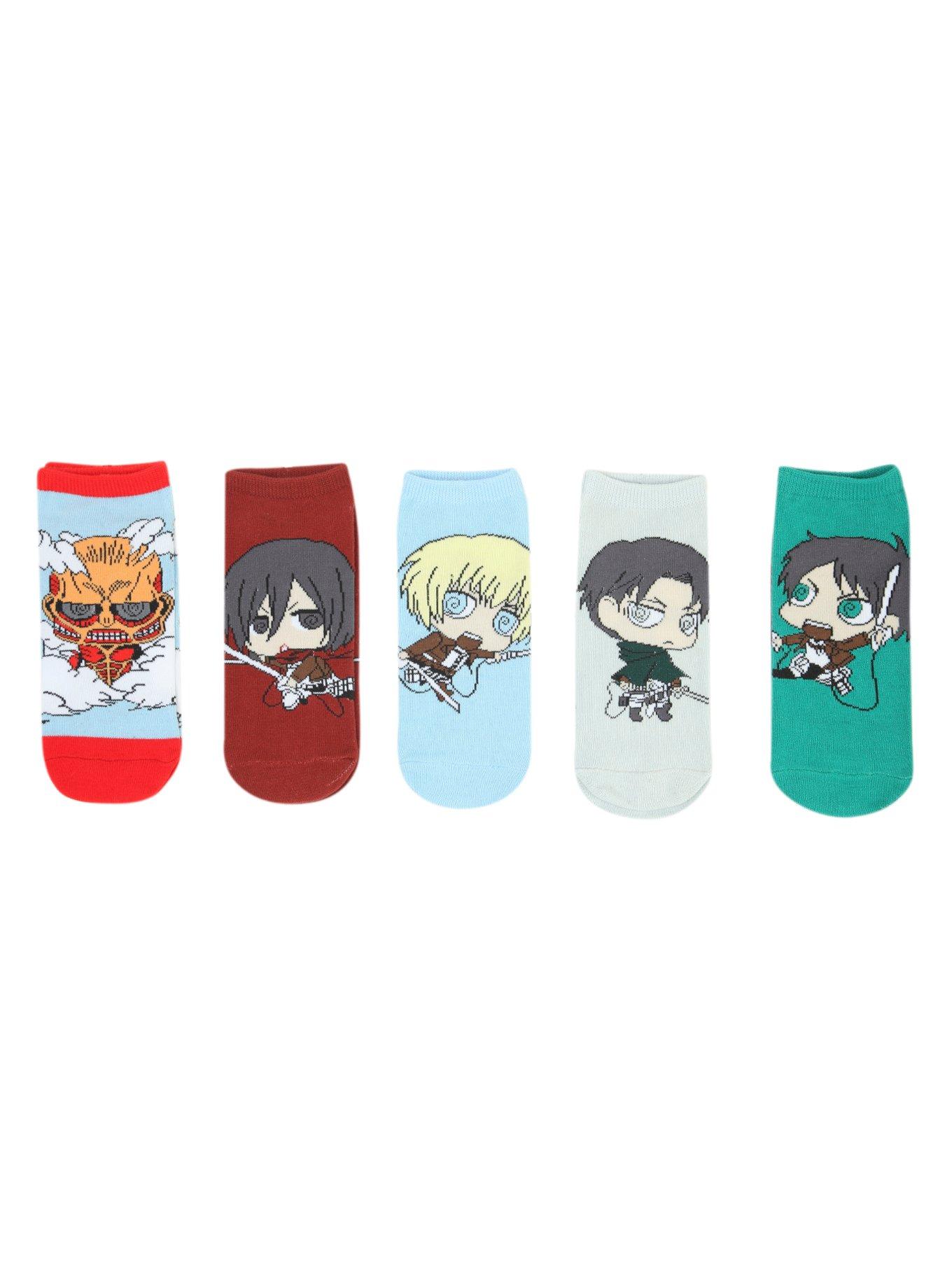 Attack On Titan Chibi No-Show Socks 5 Pair | Hot Topic