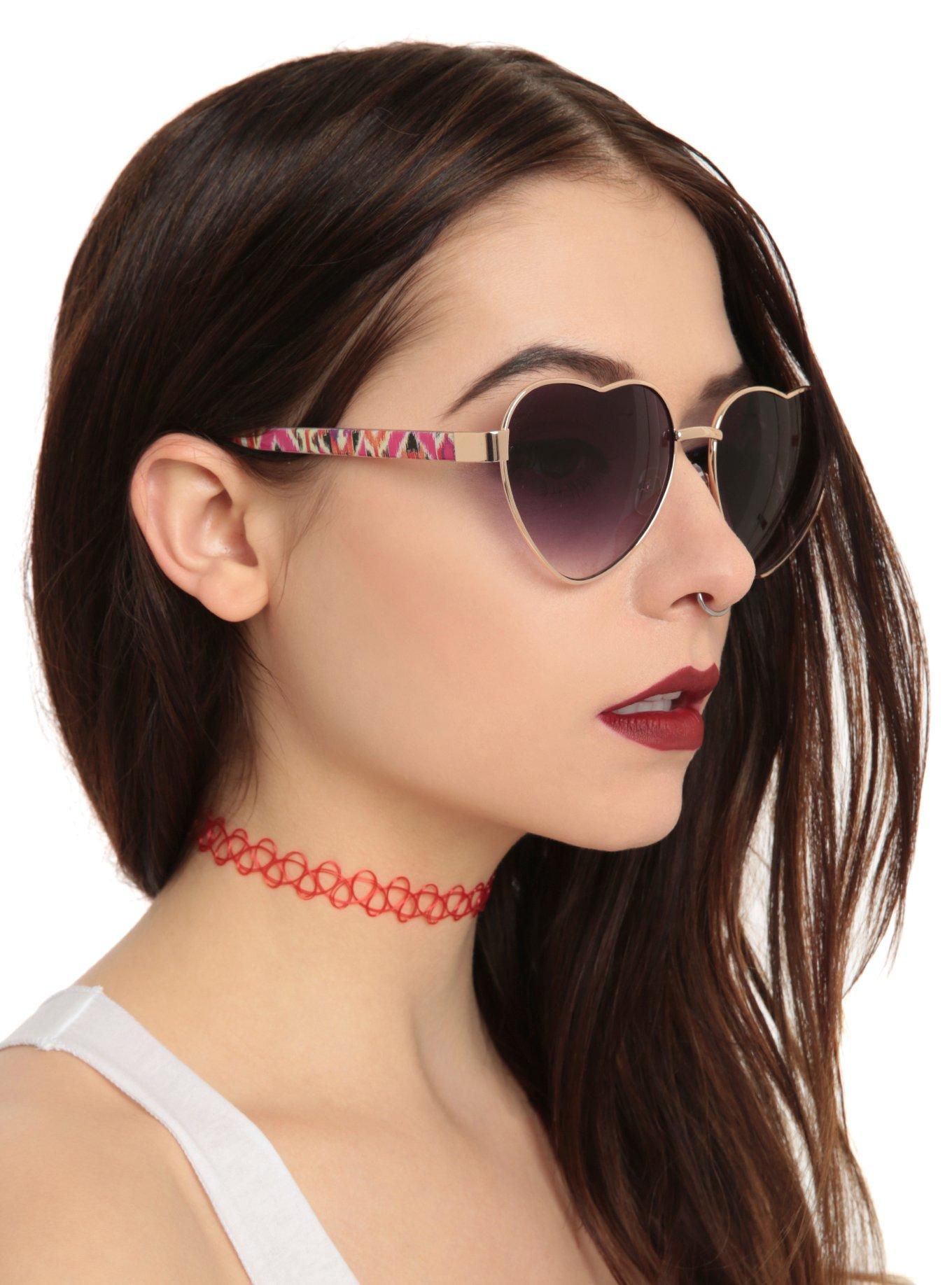 Pink Tribal Heart Sunglasses | Hot Topic