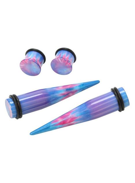 Acrylic Blue Tie Dye Taper And Plug 4 Pack | Hot Topic