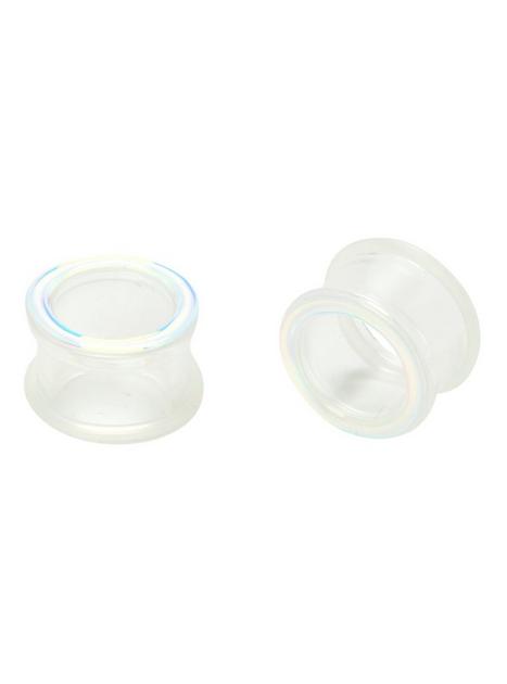 Acrylic Iridescent Clear Eyelet Saddle Plug 2 Pack | Hot Topic