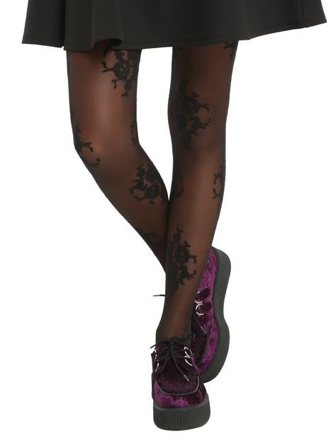 Lovesick Black Damask Tights Hot Topic