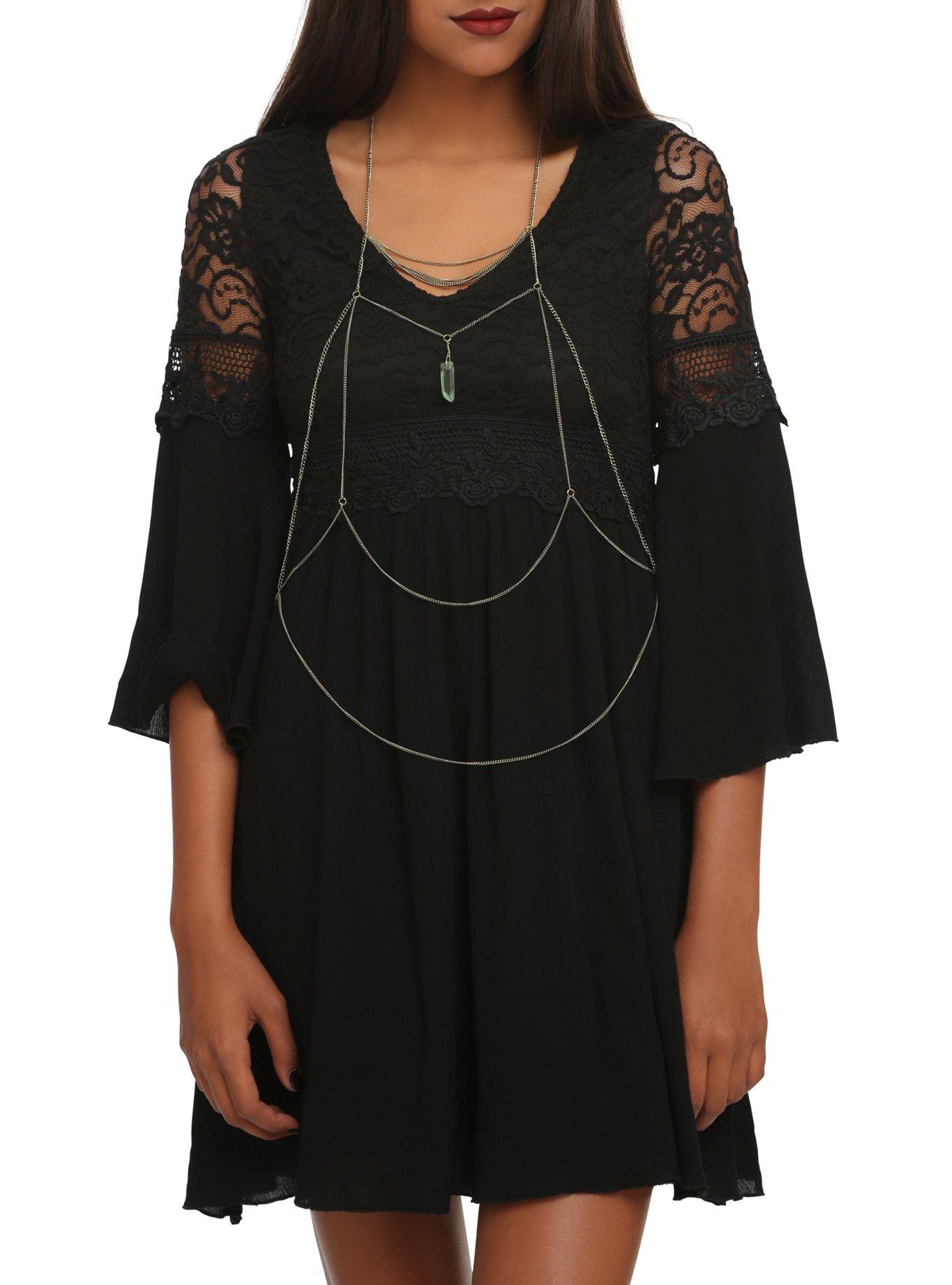 LOVEsick Green Crystal Body Harness | Hot Topic