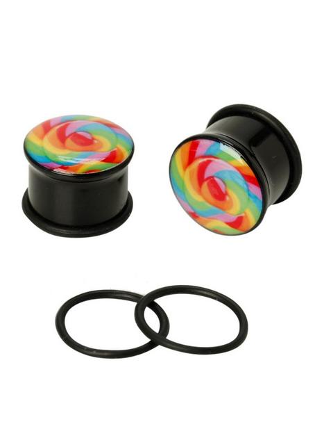 Acrylic Rainbow Candy Swirl Plugs | Hot Topic