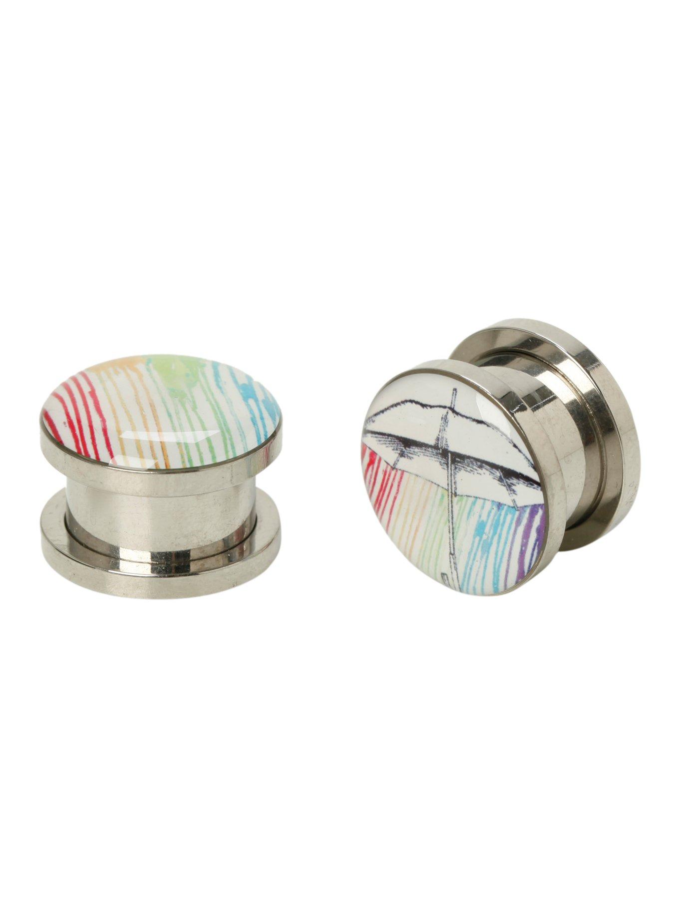 Steel Umbrella Rainbow Drip Spool Plugs 2 Pack | Hot Topic