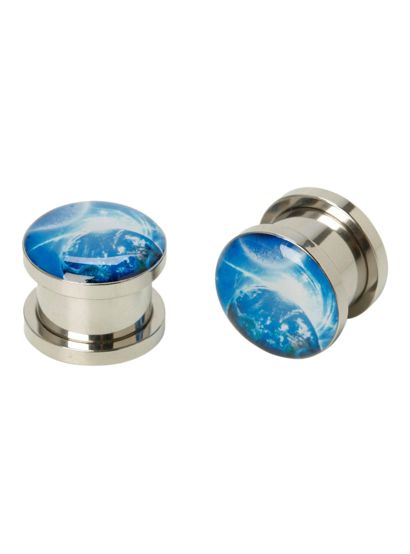 Steel Blue Earth Spool Plugs 2 Pack | Hot Topic