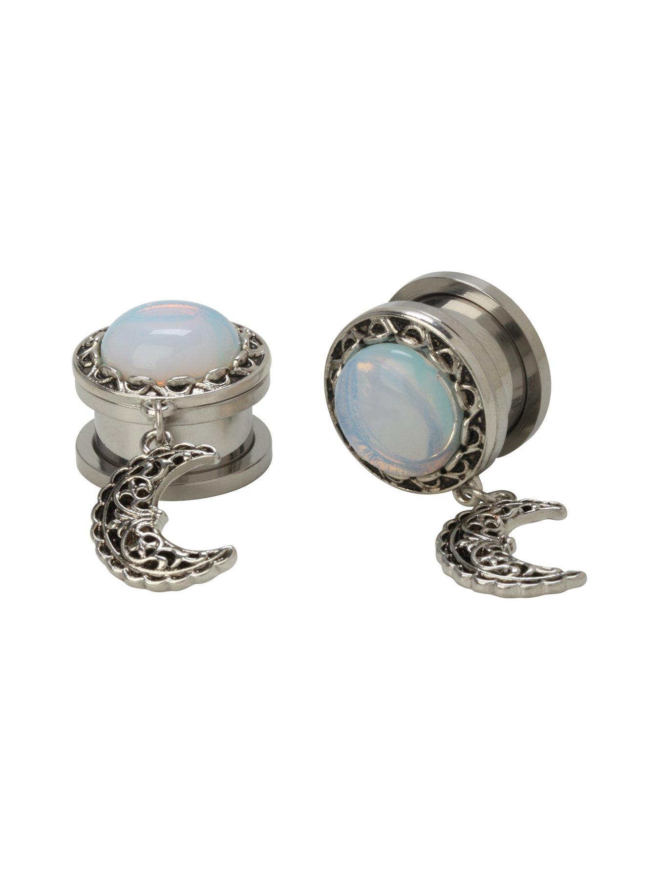 Steel Opalite Moon Drop Spool Plug 2 Pack | Hot Topic