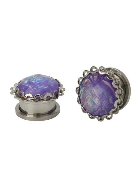 Steel Purple Foil Scallop Edge Spool Plug 2 Pack | Hot Topic