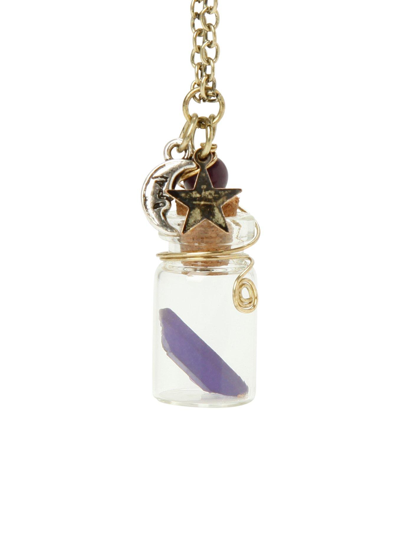 LOVEsick Moon Star Crystal Bottle Necklace | Hot Topic