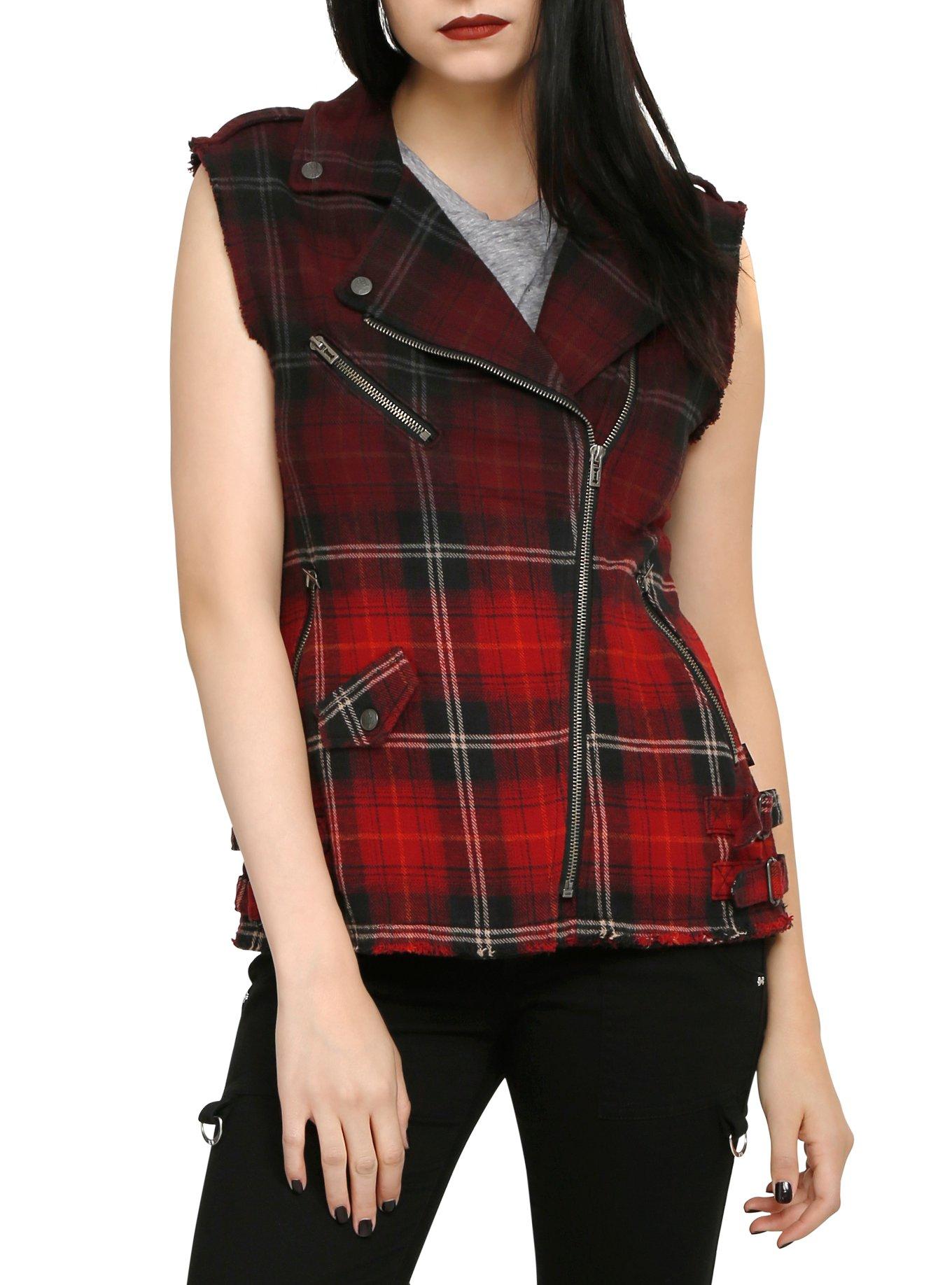 Royal Bones By Tripp Plaid Flannel Vest | Hot Topic