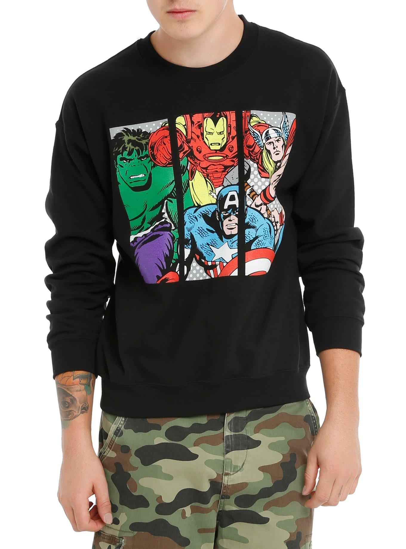 Marvel The Avengers Panels Crew Pullover | Hot Topic
