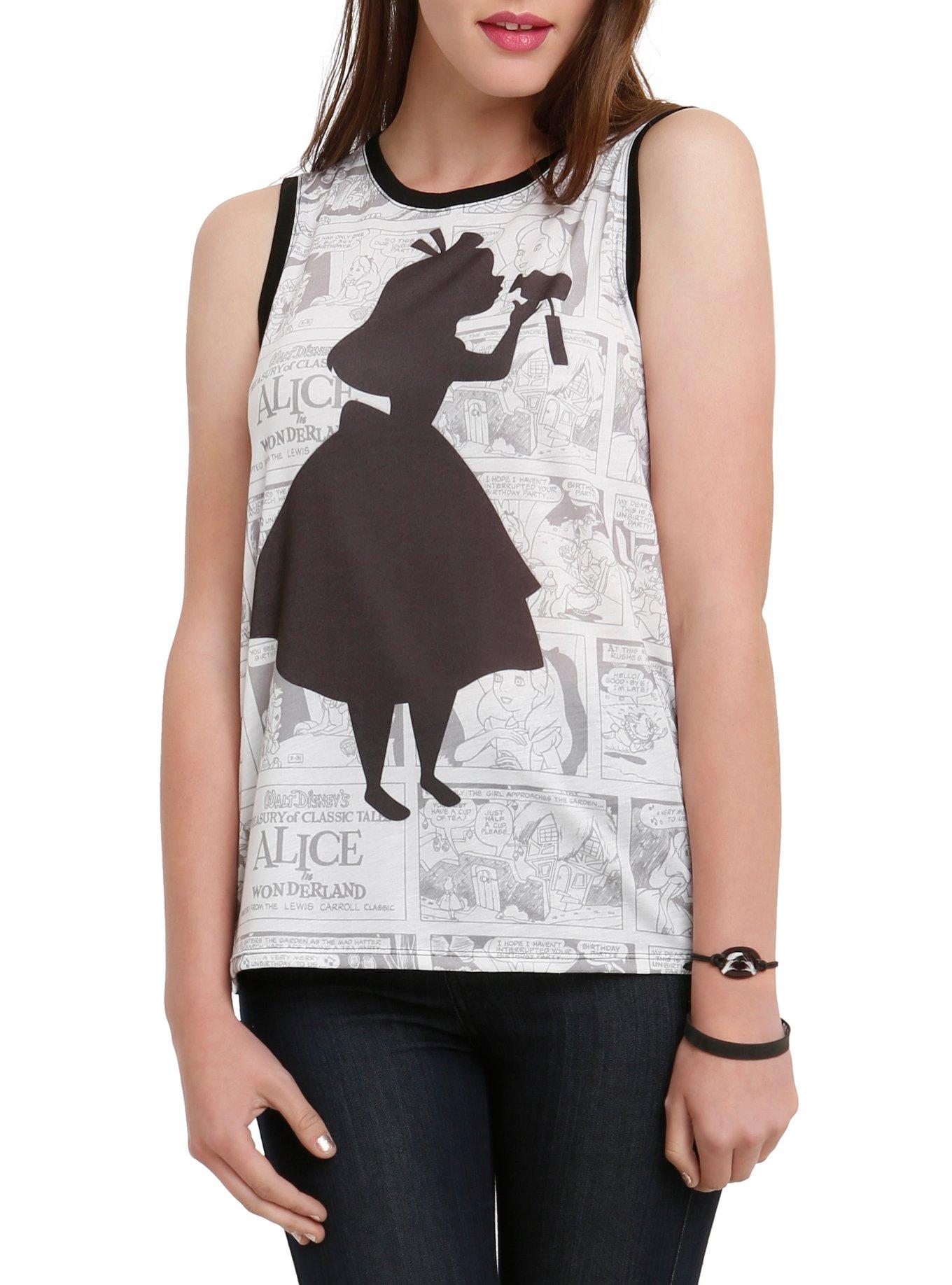 Disney Alice In Wonderland Comic Tonal Girls Muscle Top | Hot Topic