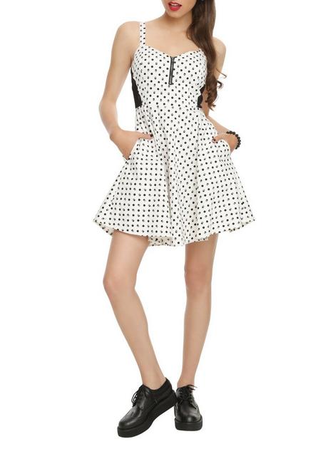 White & Black Skulls & Dots Dress | Hot Topic