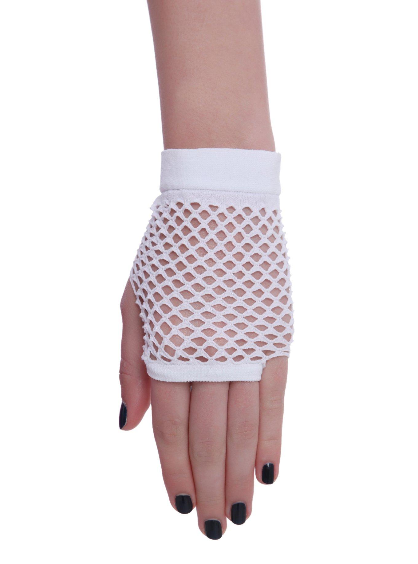 White Fishnet Fingerless Gloves | Hot Topic