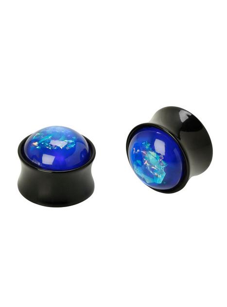 Acrylic Black & Blue Chunky Glitter Plug 2 Pack | Hot Topic