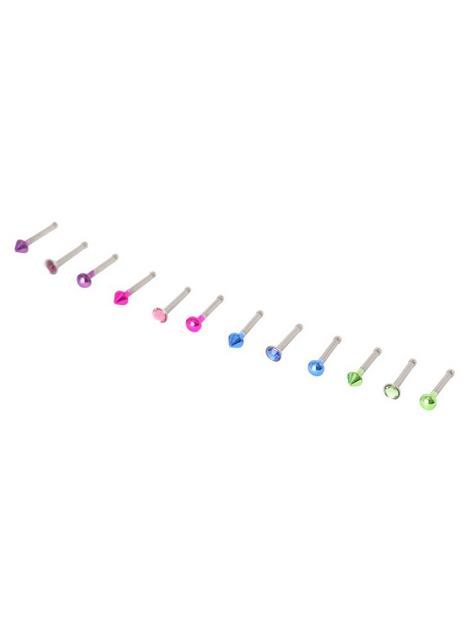 Pink Blue Purple Green Nose Stud 12 Pack | Hot Topic