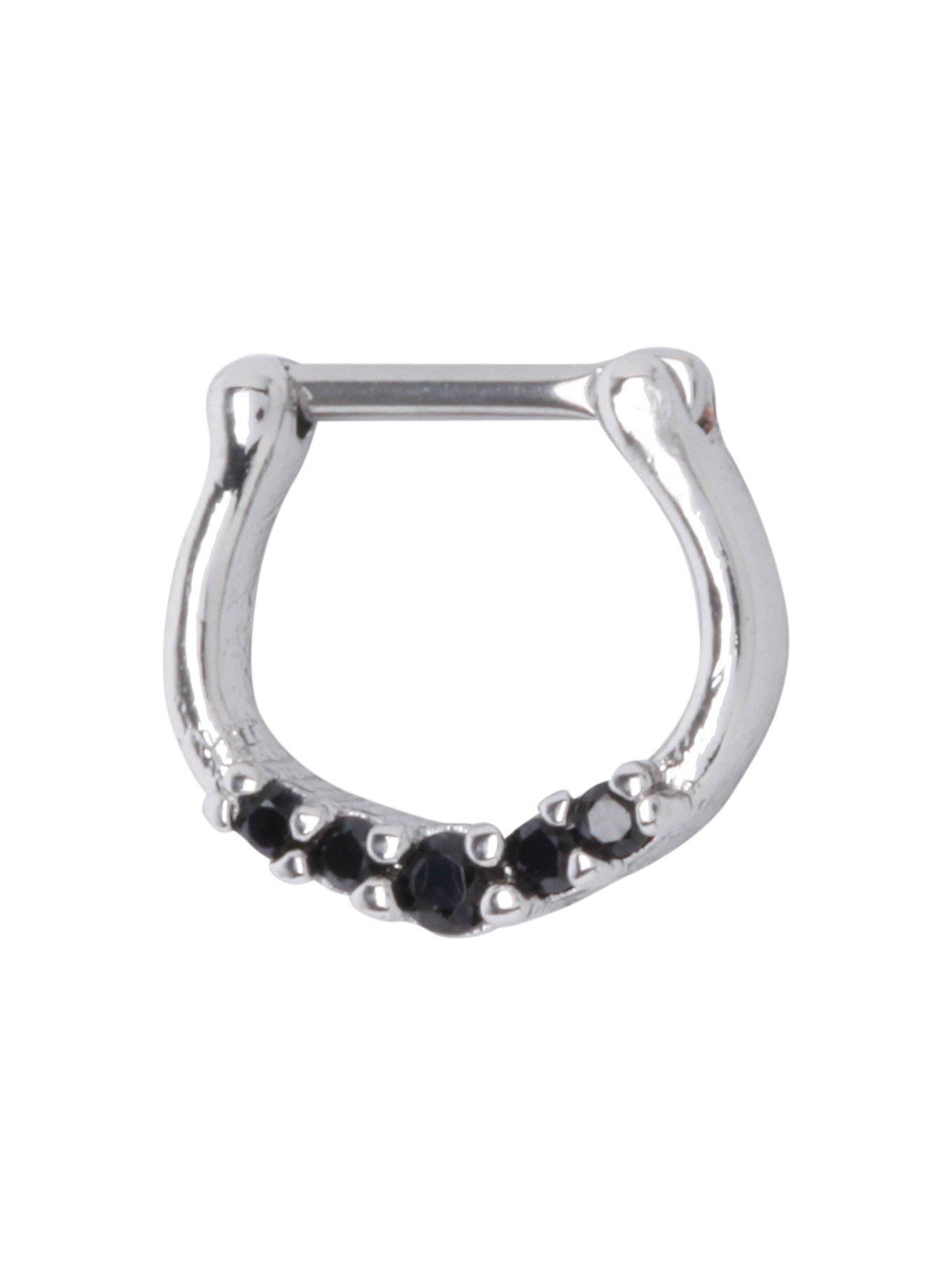 Steel Black CZ Septum Clicker | Hot Topic