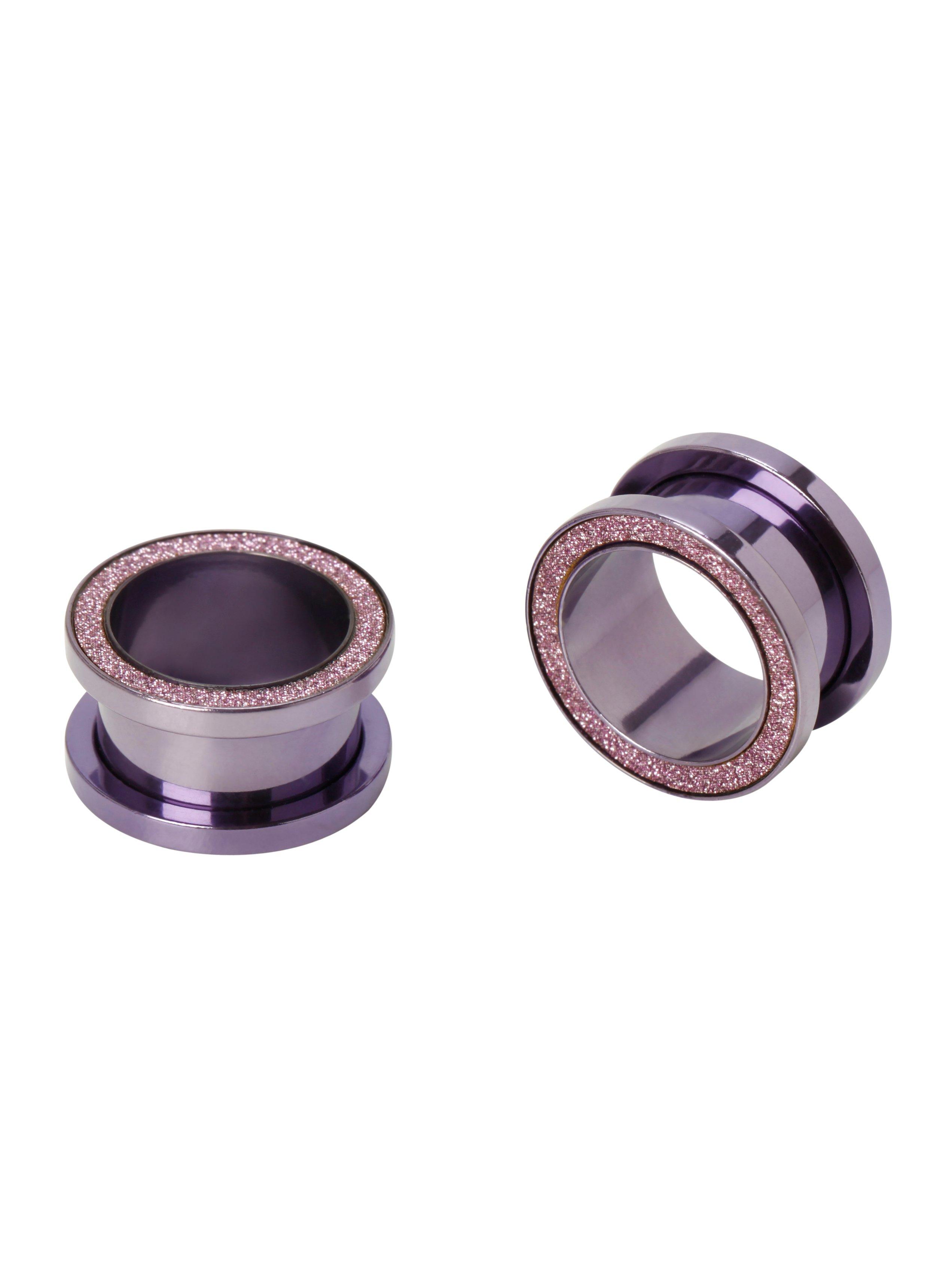 Steel Purple Glitter Spool Plug 2 Pack | Hot Topic