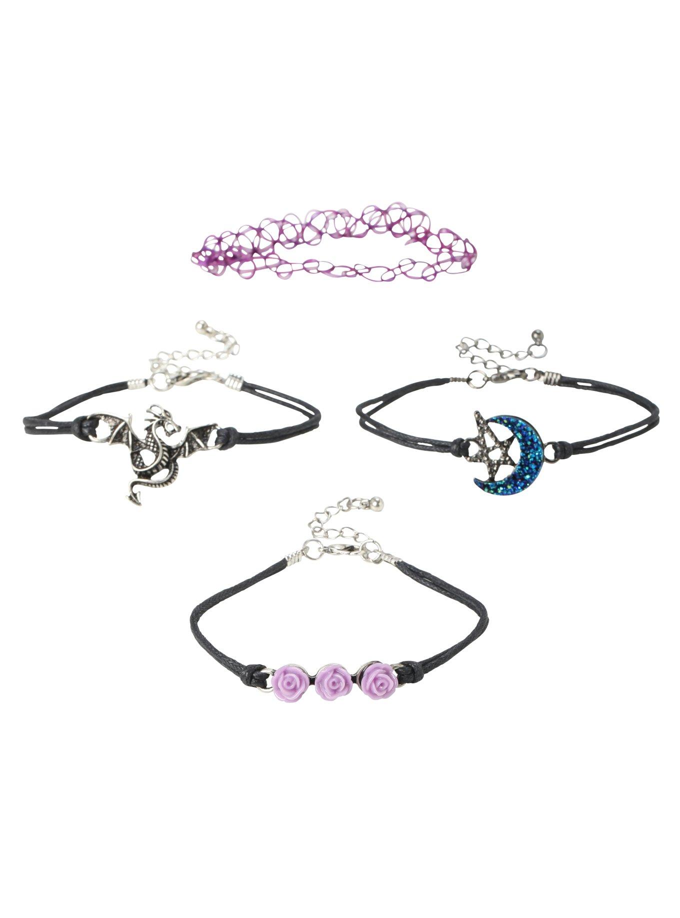 LOVEsick Dragon Rose Moon Bracelet 4 Pack | Hot Topic