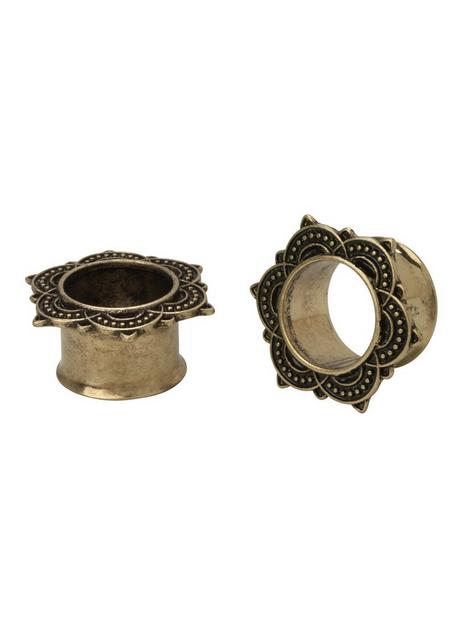 Steel Gold Bali Round Flower Filigree Plug 2 Pack | Hot Topic