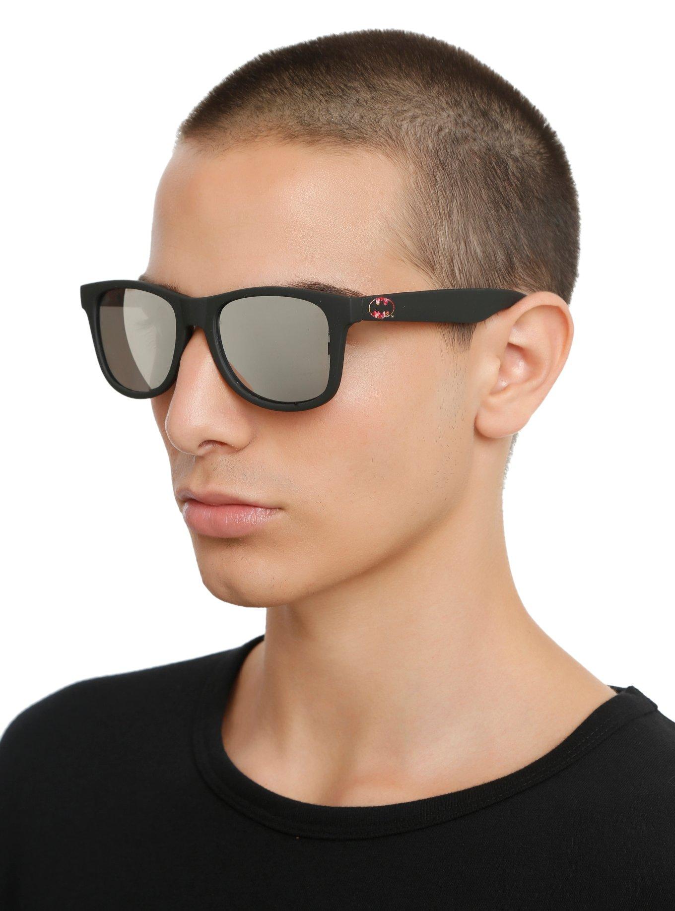 DC Comics Batman Matte Black Floral Retro Sunglasses | Hot Topic