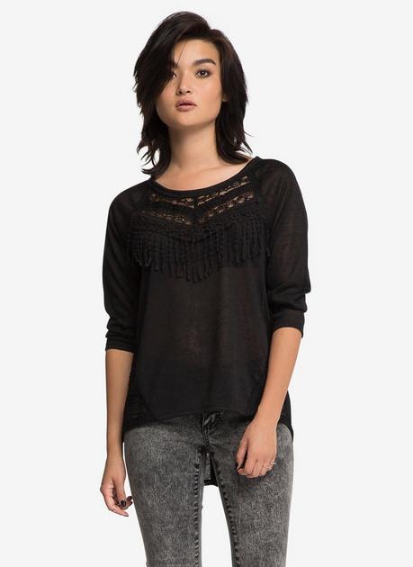 Raglan Lace Fringe Top | Hot Topic