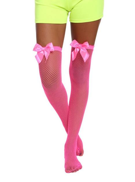Neon Pink Fishnet Thigh Highs | Hot Topic
