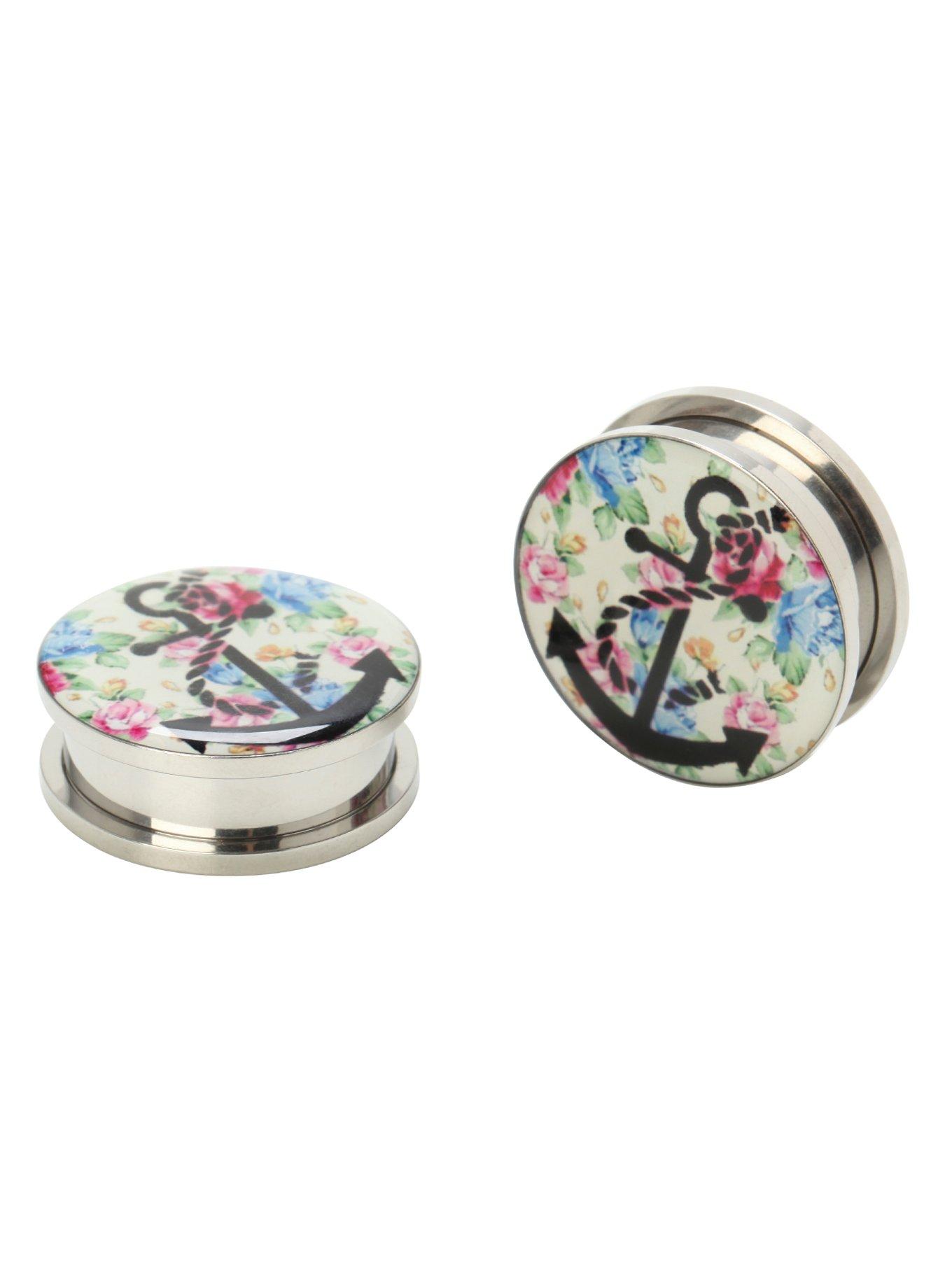 Steel Floral Anchor Spool Plug 2 Pack | Hot Topic