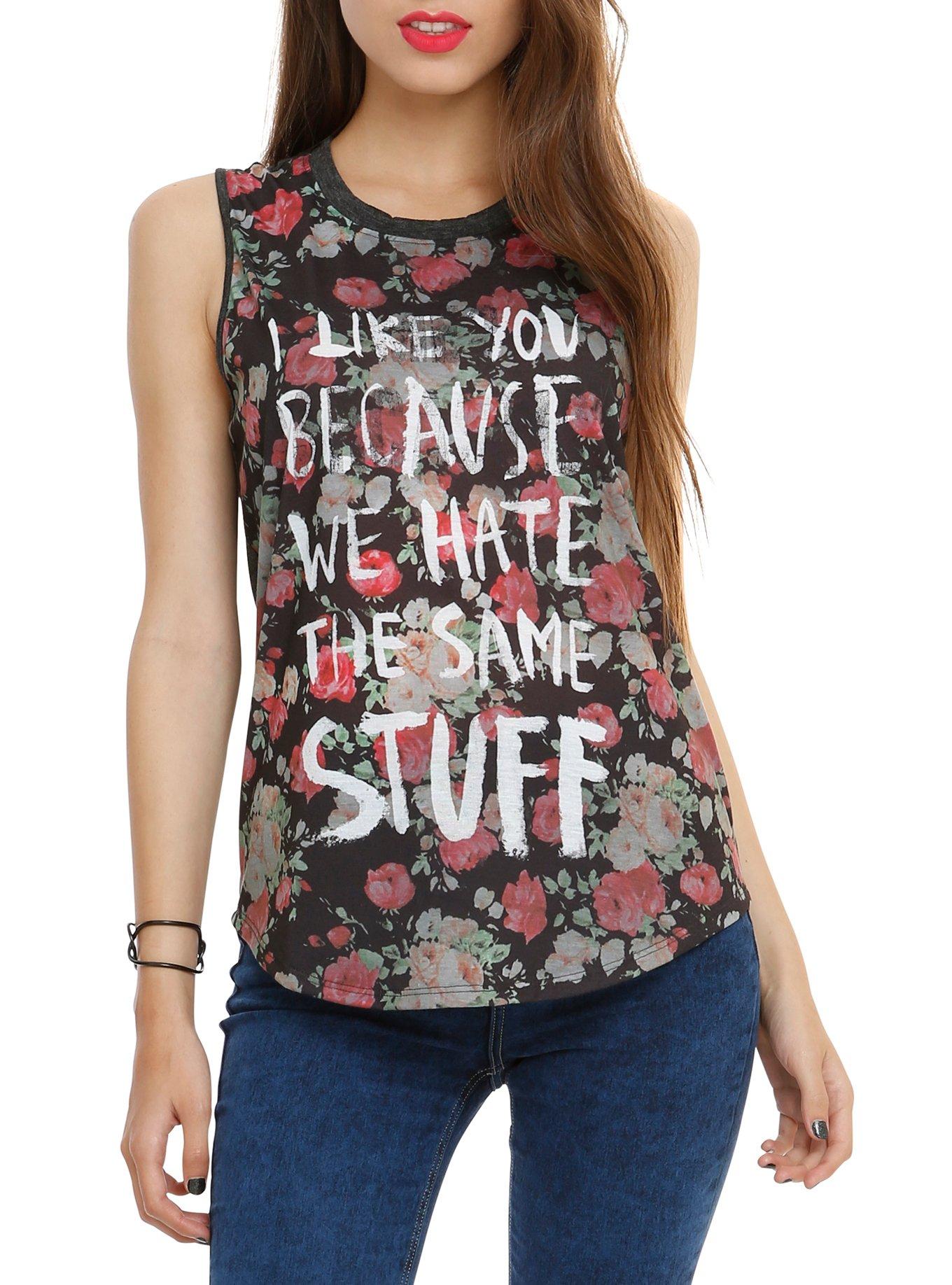 Hate The Same Stuff Floral Girls Muscle Top | Hot Topic