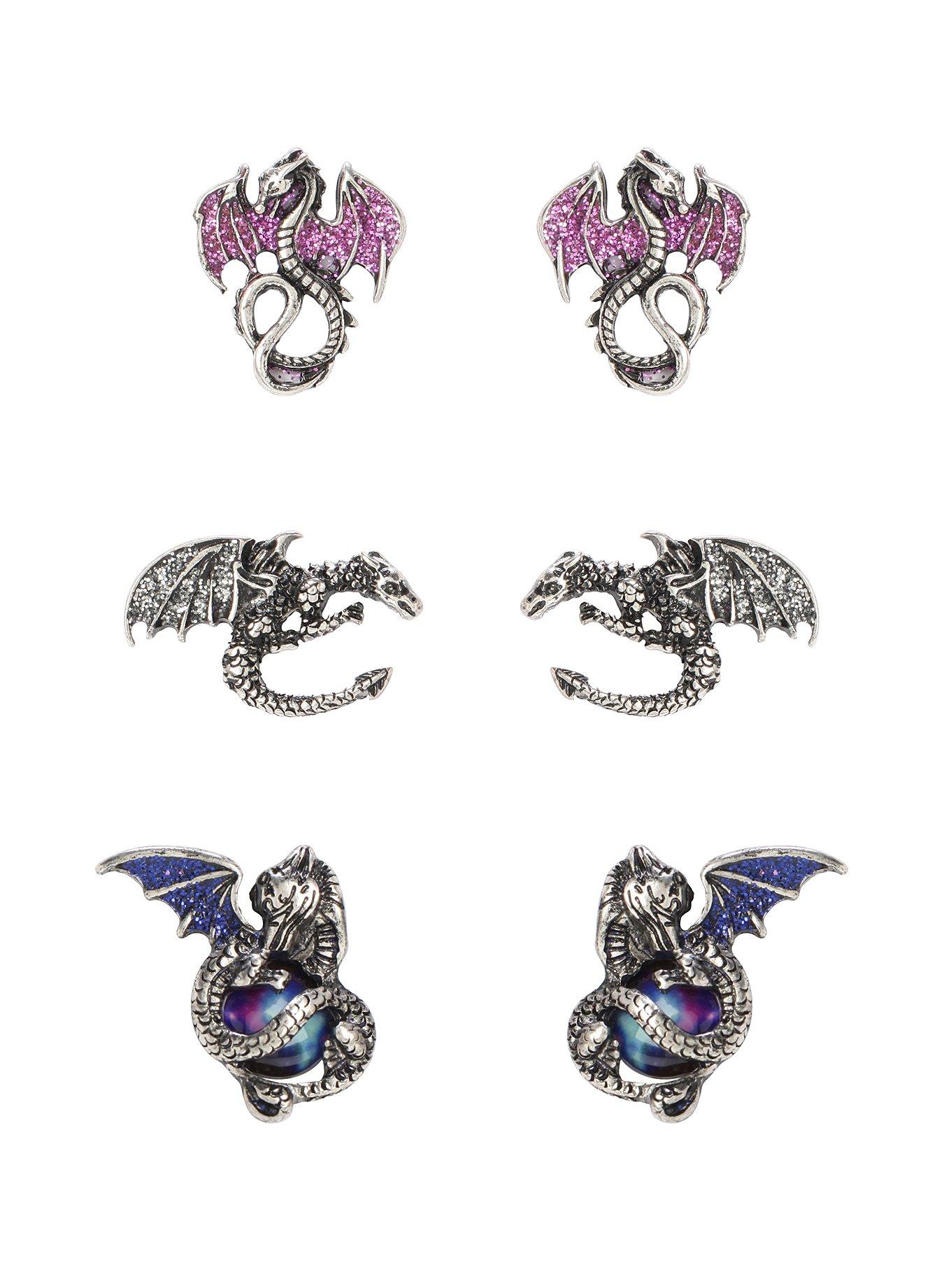 LOVEsick Dragon Earrings 3 Pair | Hot Topic