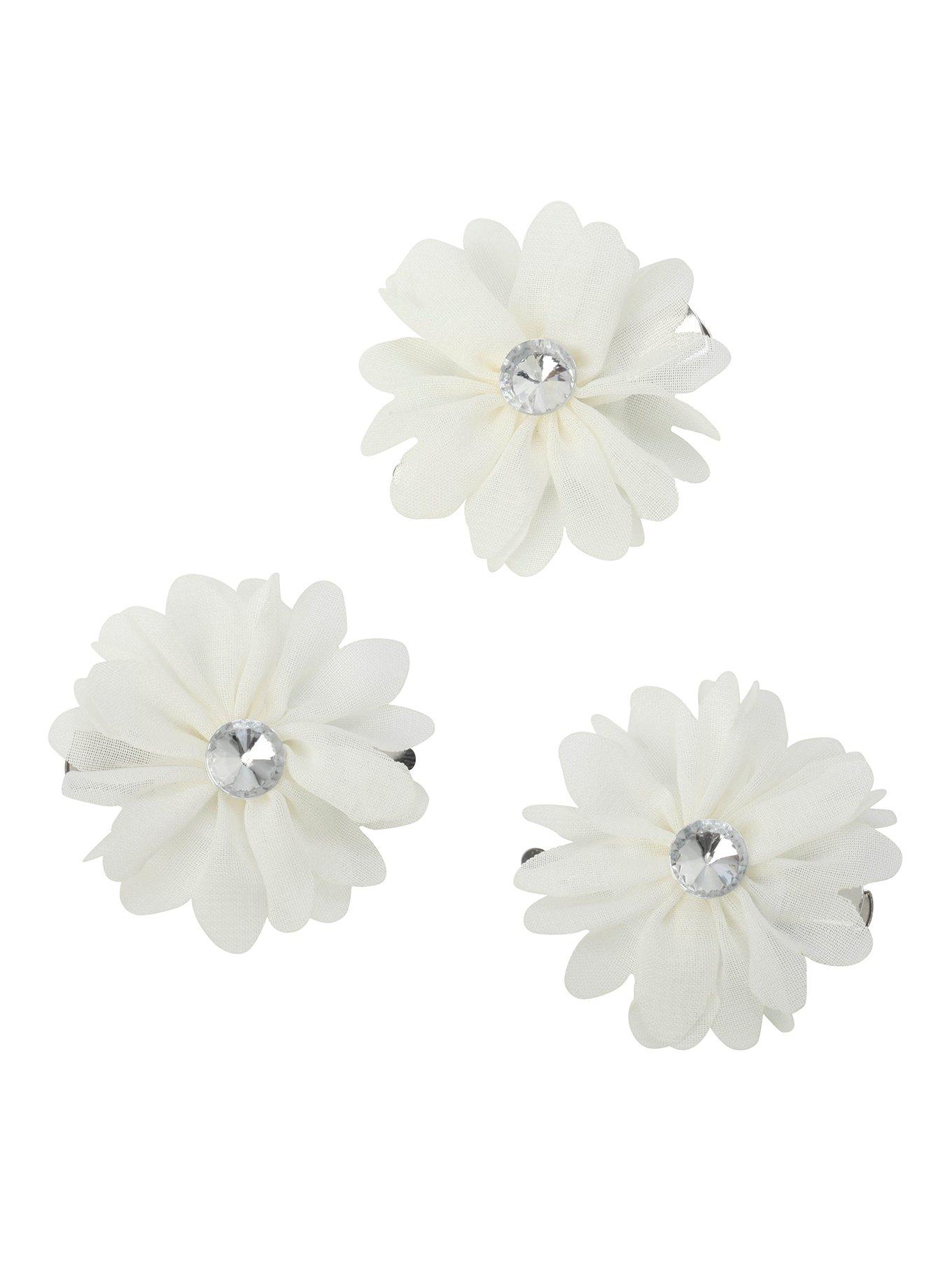 Ivory Chiffon Flower Hair Clip 3 Pack | Hot Topic