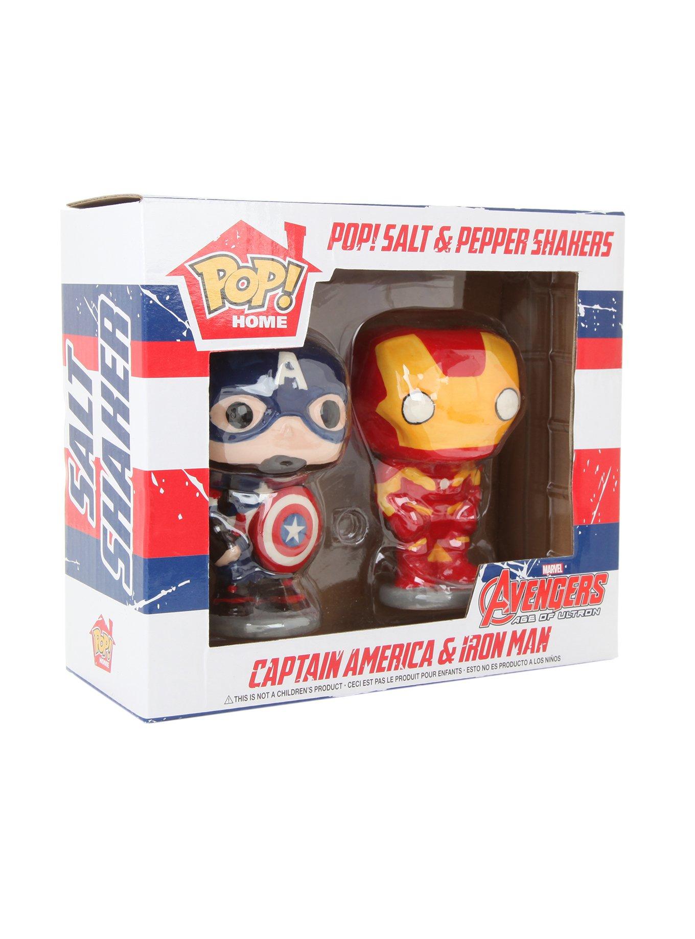 Funko Marvel Captain America & Iron Man Pop! Salt & Pepper Shakers ...