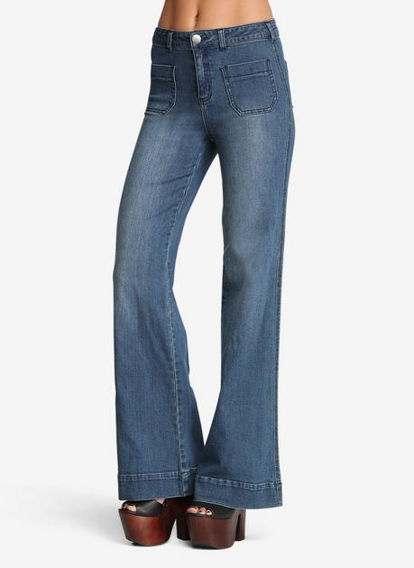 Blue Wash Wide Leg Jeans | Hot Topic