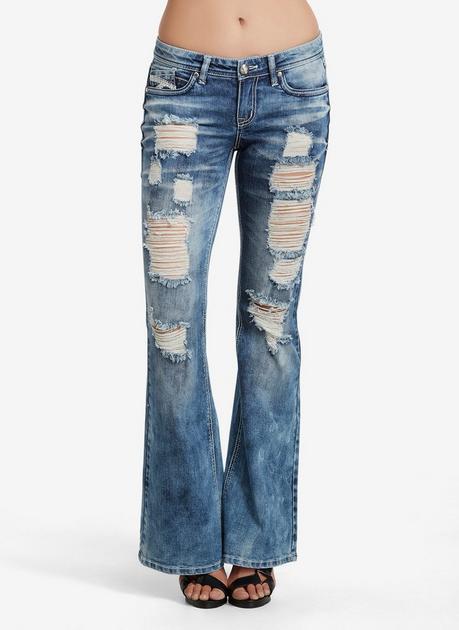 Destructed Flared Jeans | Hot Topic