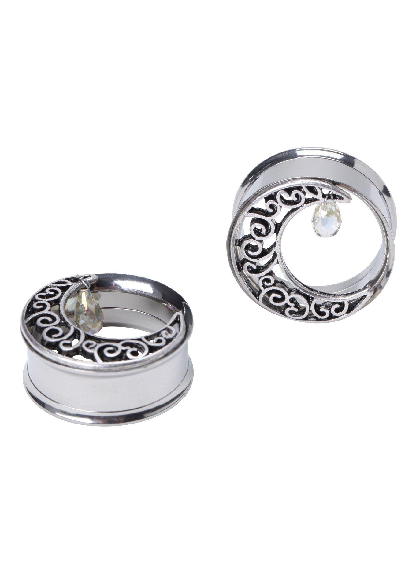 Steel Iridescent Gem Dangle Moon Plugs 2 Pack | Hot Topic