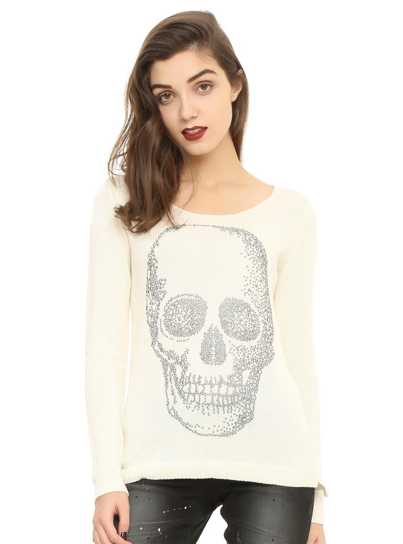 Ivory Skull Girls Sweater | Hot Topic