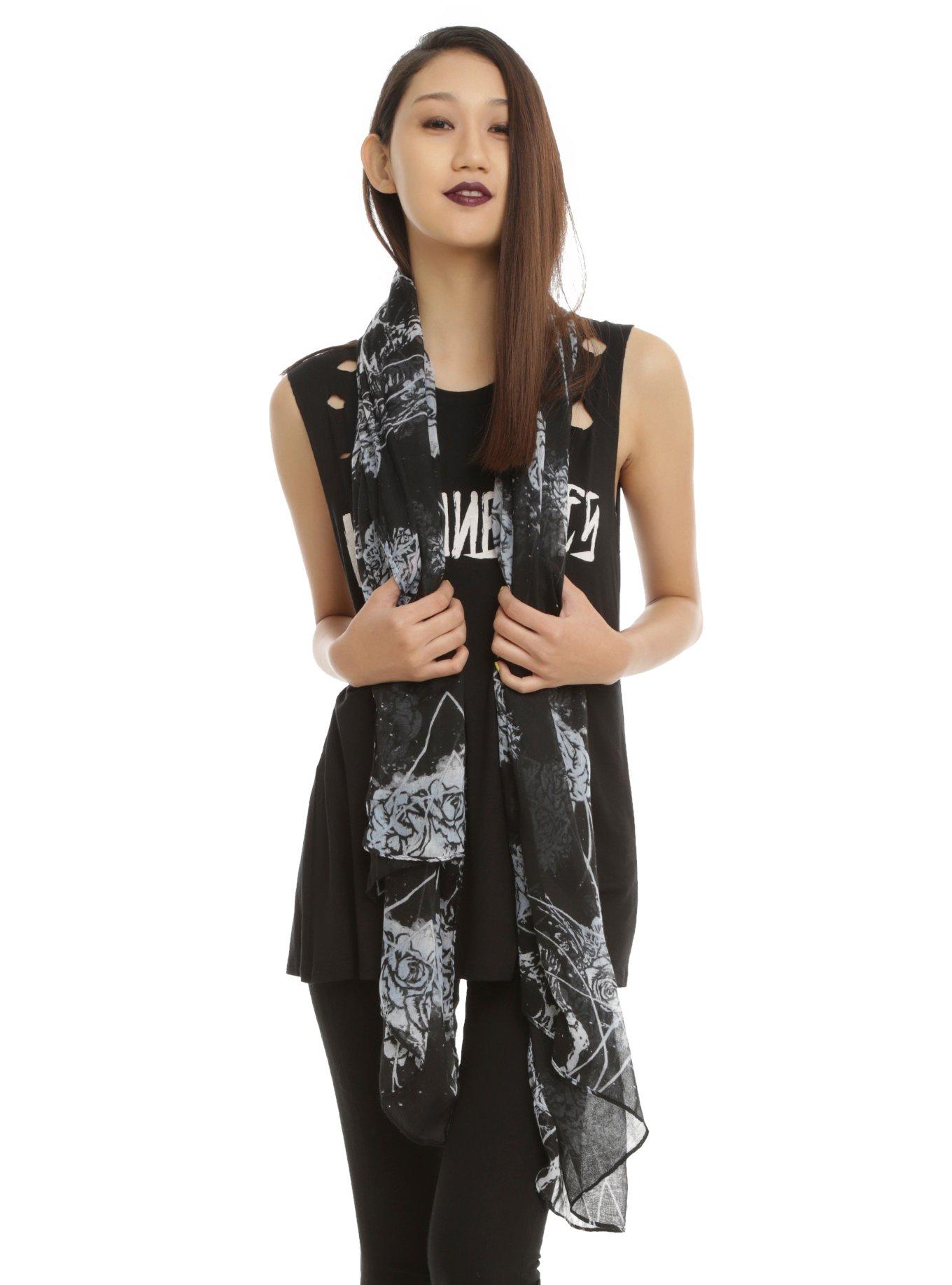 Triangle Floral Skull Oblong Scarf | Hot Topic