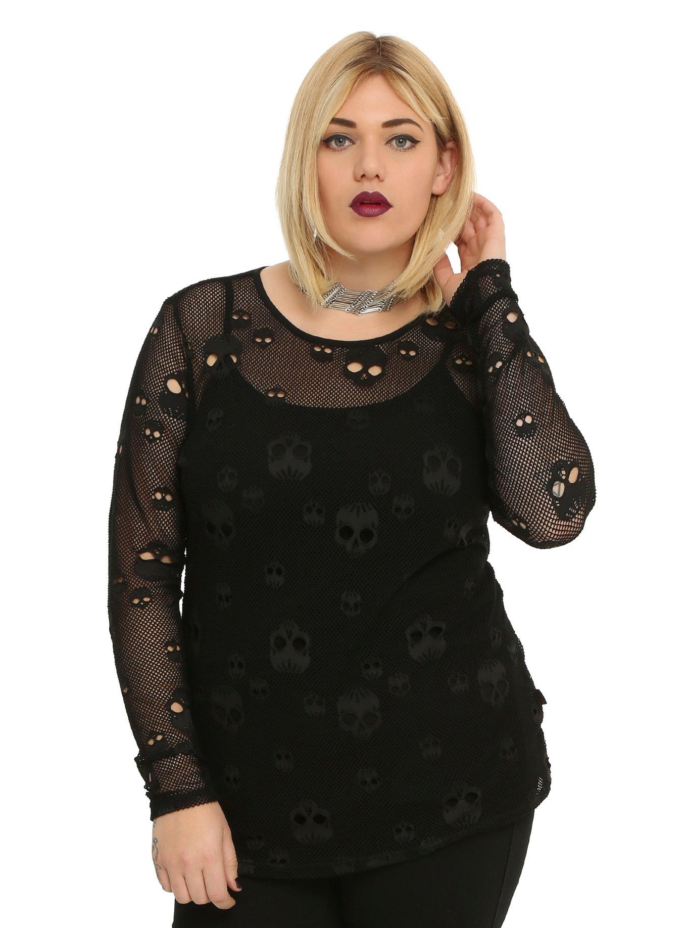 Tripp Skull Mesh Top Plus Size | Hot Topic