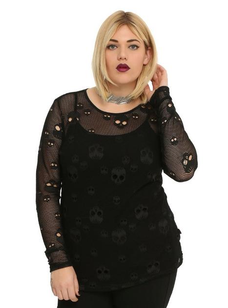 Tripp Skull Mesh Top Plus Size | Hot Topic