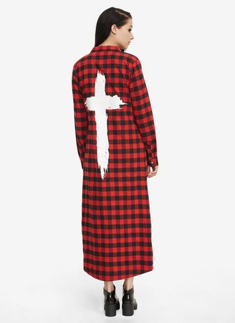 Flannel Cross Back Duster | Hot Topic