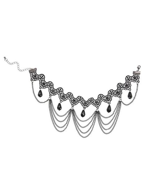 Black Lace Chain Drop Choker | Hot Topic