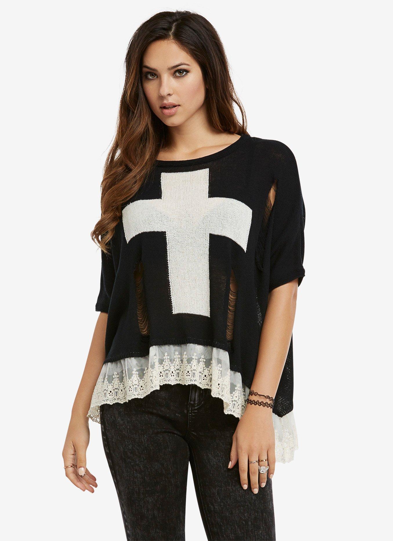 Cross Dolman Sweater | Hot Topic