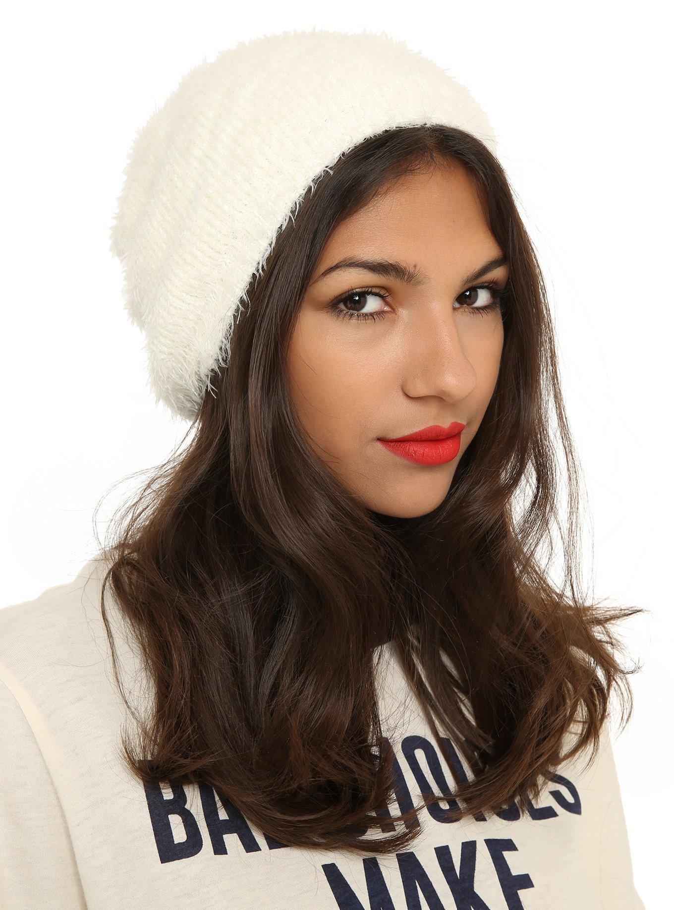 Ivory Fuzzy Beanie | Hot Topic