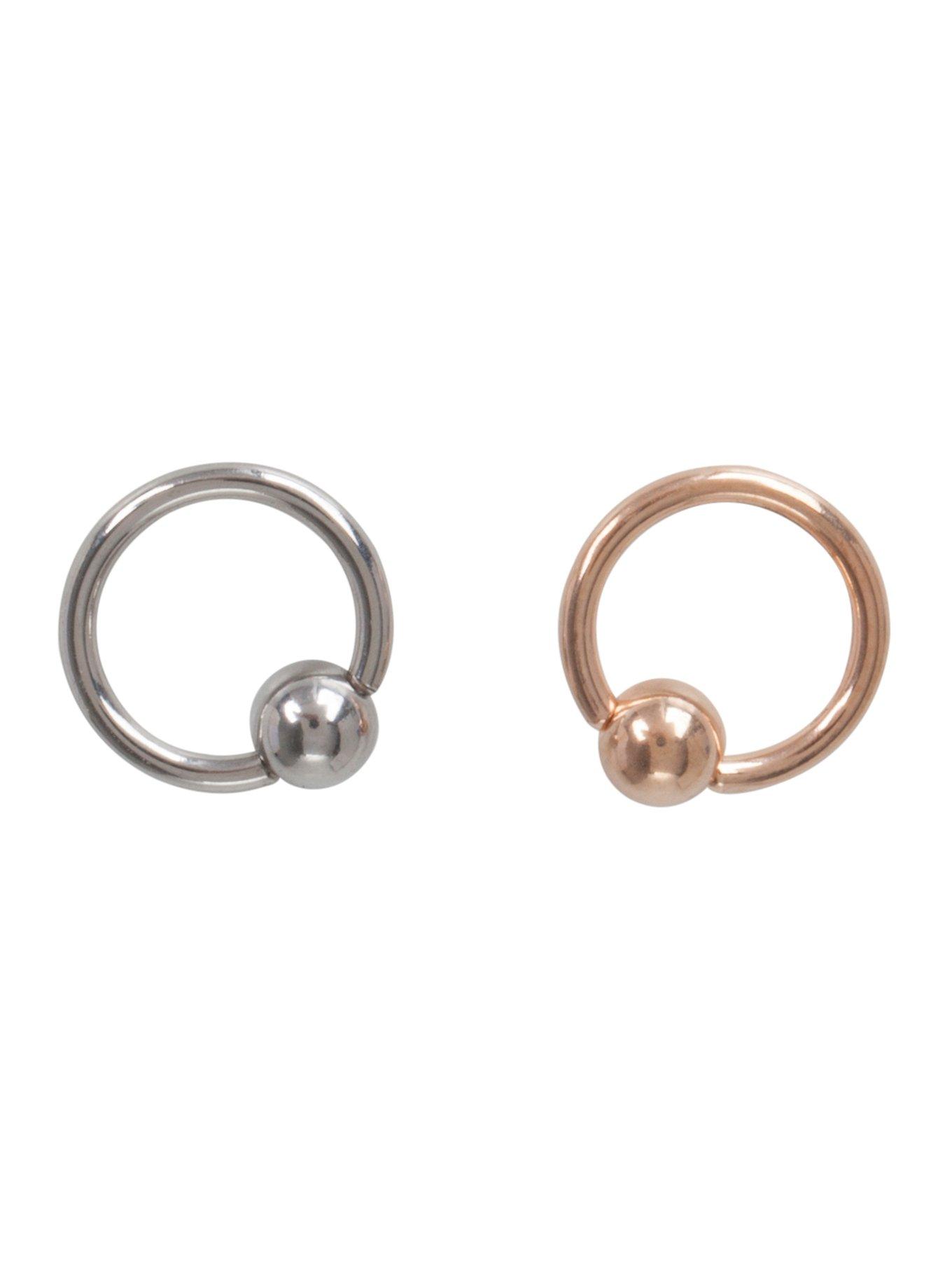 Steel Rose Gold & Silver Small Septum Captive Hoop 2 Pack | Hot Topic