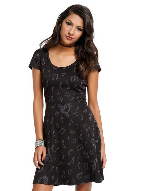 Grey & Black Music Note Dress | Hot Topic